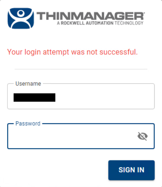 ThinManager: Your Login Attempt Was Not Successful When Using the Web UI