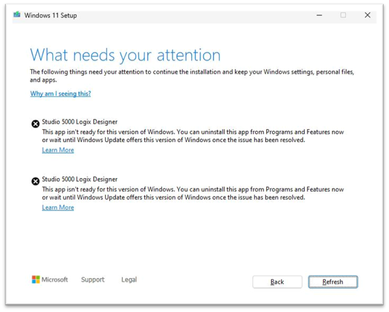 Studio 5000 Logix Designer error 0xc0000005 on Windows 11 24H2